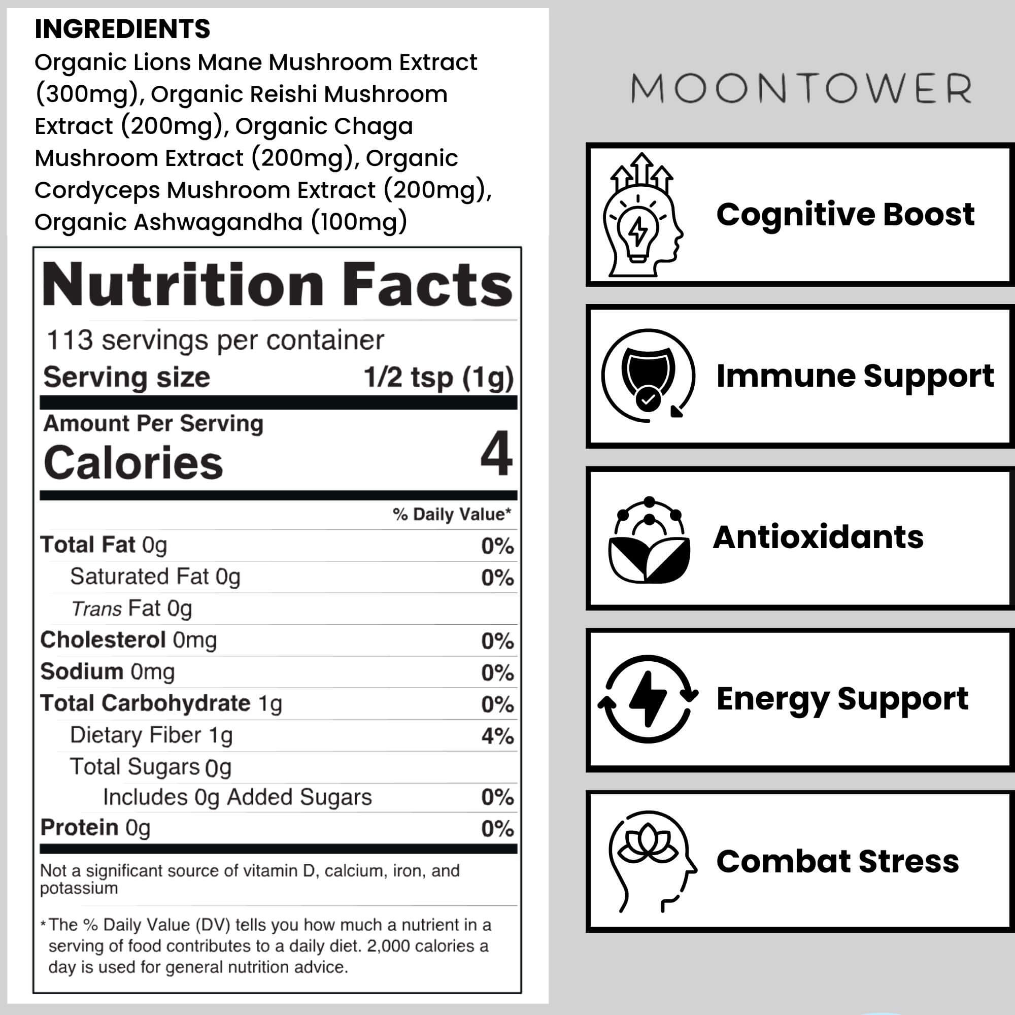 Adaptogenic Mushrooms Blend Powder – Moontower